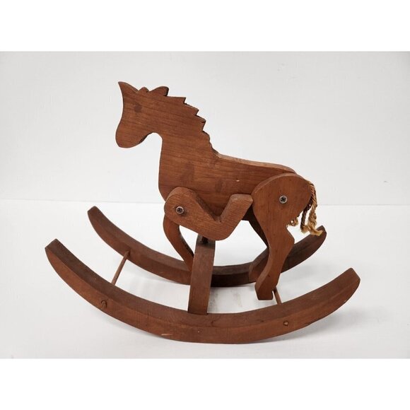 Vintage | Accents | Vintage Carved Wood Rocking Horse Toy Movable Parts ...